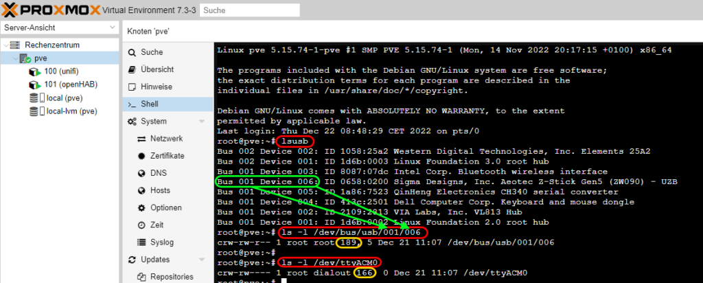 Z-Wave USB Stick in Proxmox Container durchreichen und in openHAB ...
