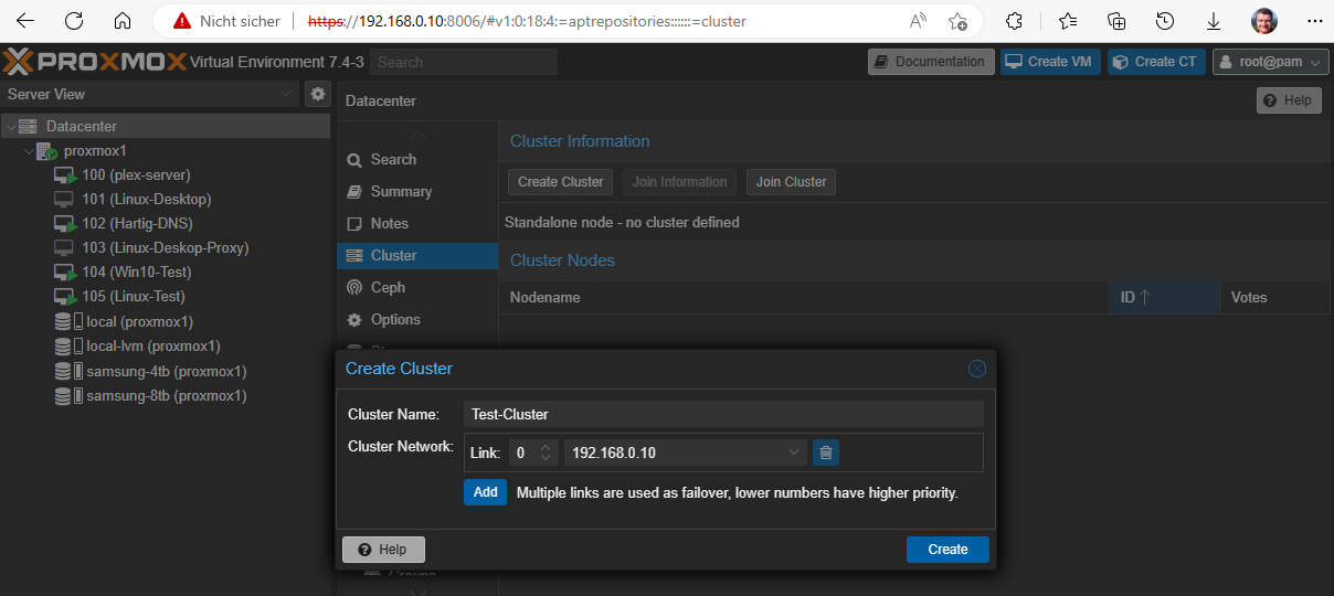 Proxmox - ein Test-Cluster anlegen - Brothers Blog